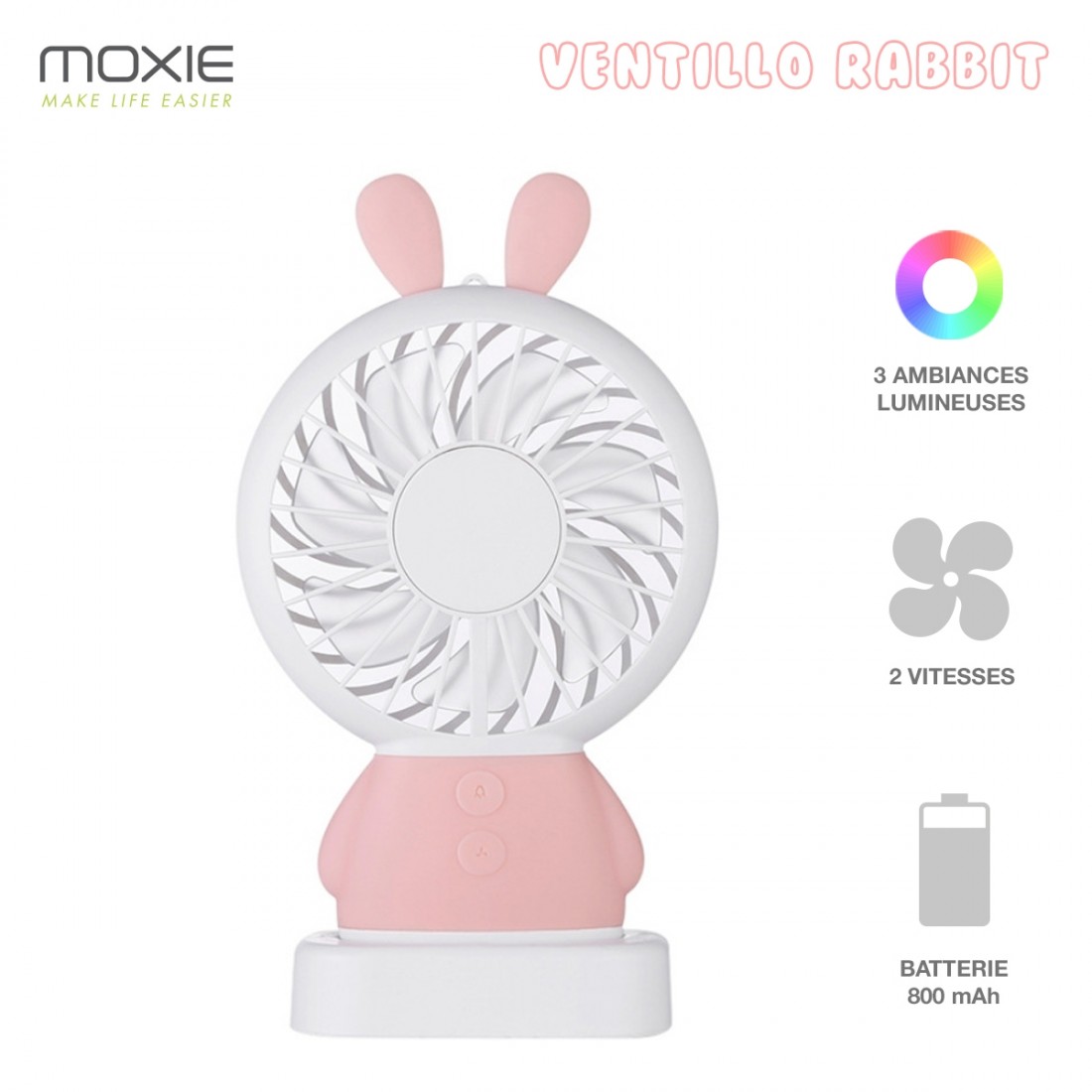 Moxie Mini Ventilateur [Rabbit Fan] Ventilateur Portatif à 2 Vitesses ...