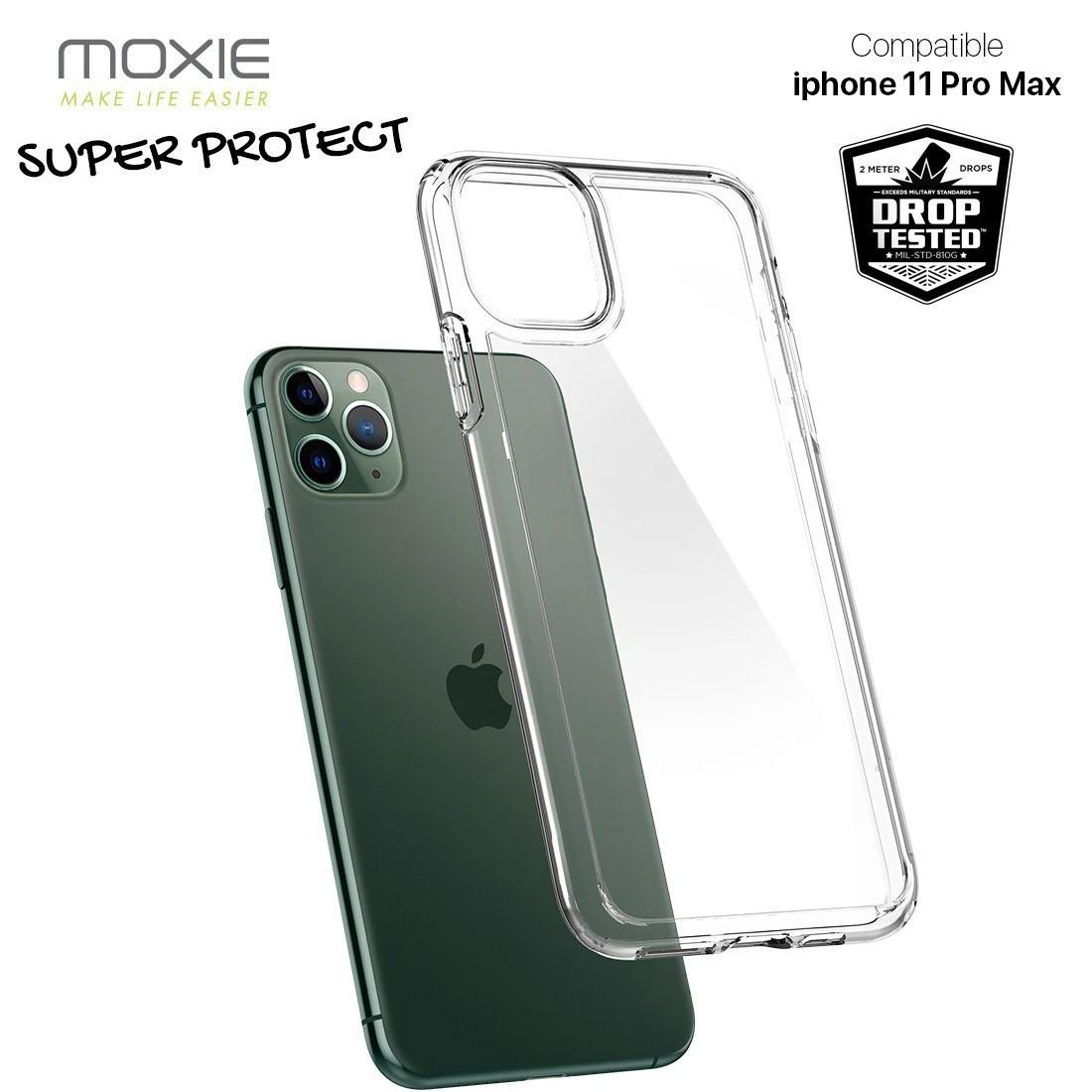 Coque renforcée Moxie Super Protect pour iPhone 11 Pro Max - Transparente