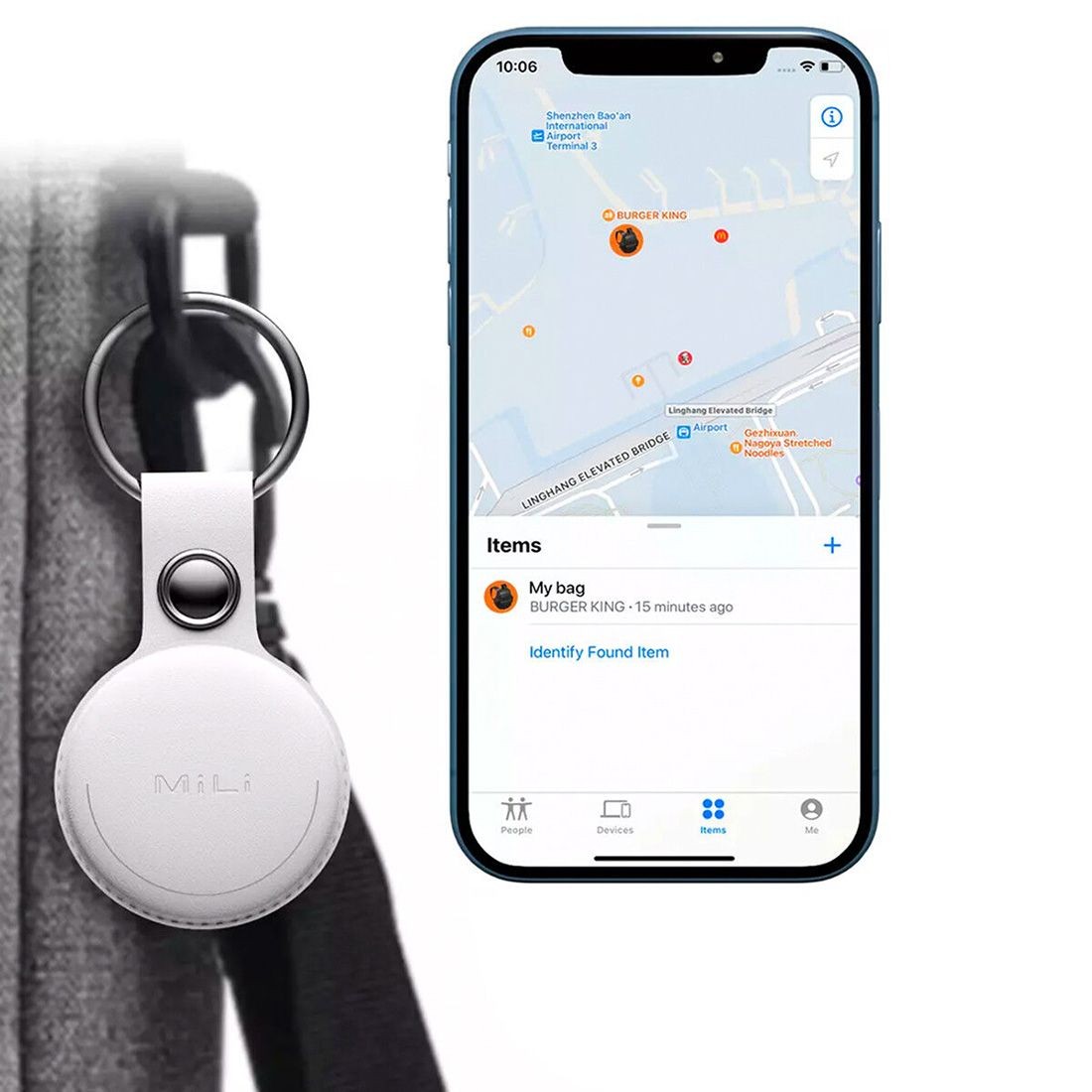 Mili Tag Localisateur avec Porte Clefs Apple Find My - Rouge