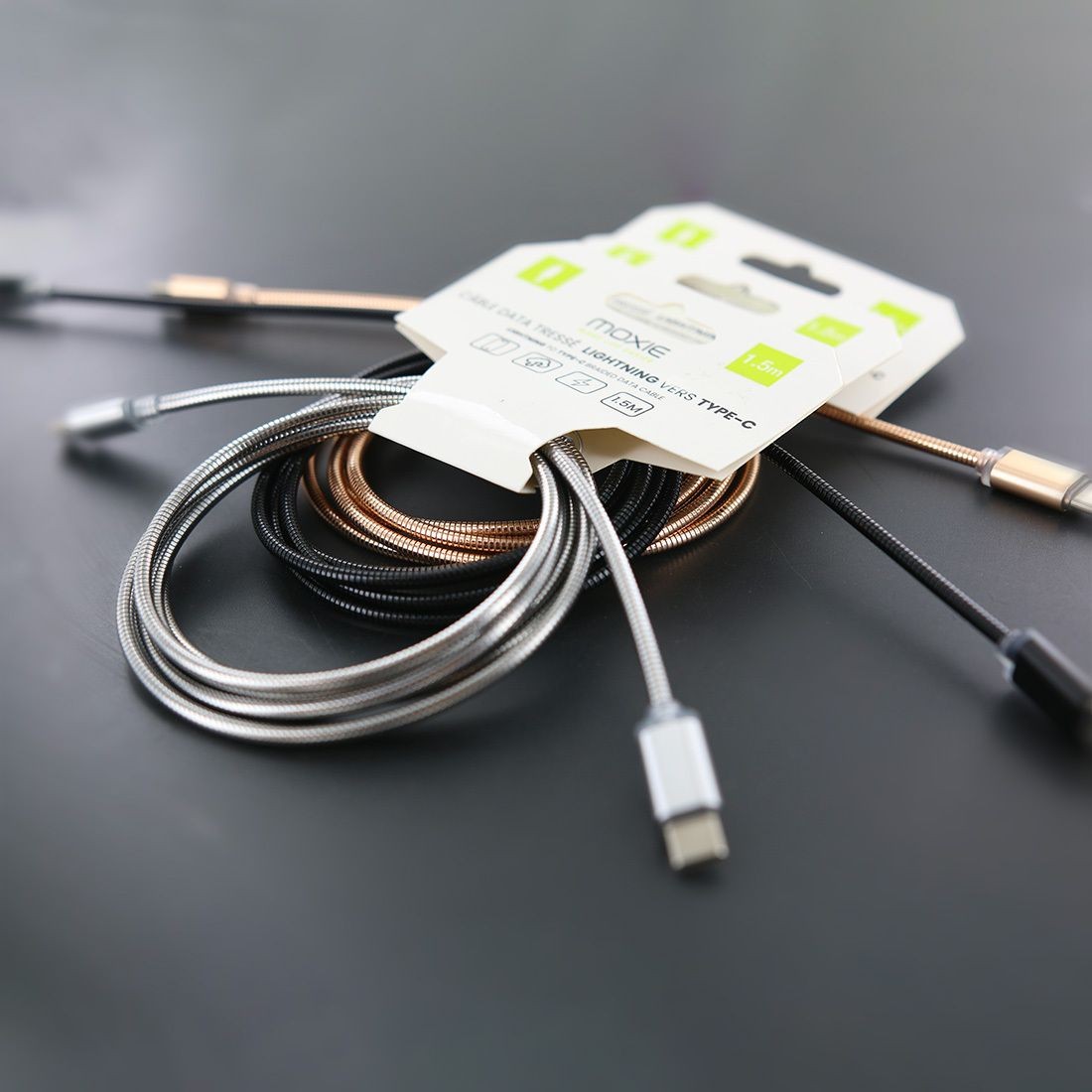 Cable de charge en metal USB-A vers lightning - 1.5M - Argent