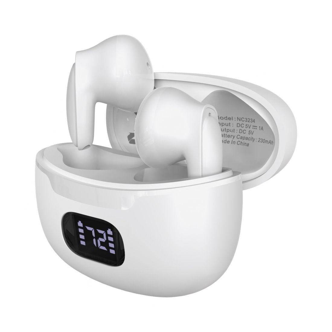 Ecouteur bluetooth TWS avec indicateur de charge NC3234 - Blanc