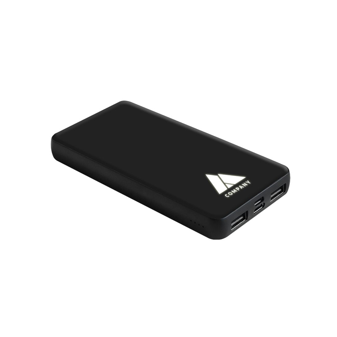 Powerbank noir avec logo led en RPET - 8000 mah